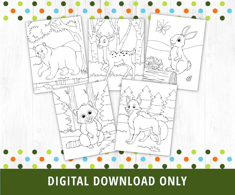 Woodland Forest Animals Coloring Pages Woodland Animals - Etsy