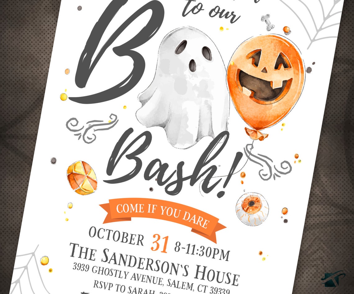 Boo Bash invitation Halloween party Invitation Halloween | Etsy