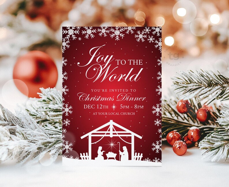Religious Christmas Invitation, Religious Nativity Invite, Joy to the ...
