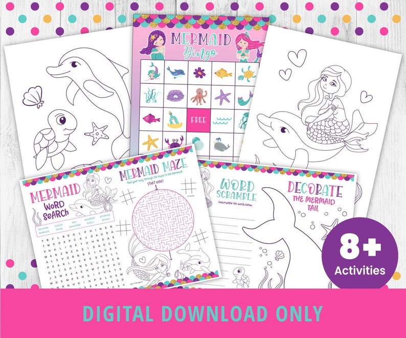 Mermaid Games Printable Bundle Mermaid Under the Sea Activity | Etsy