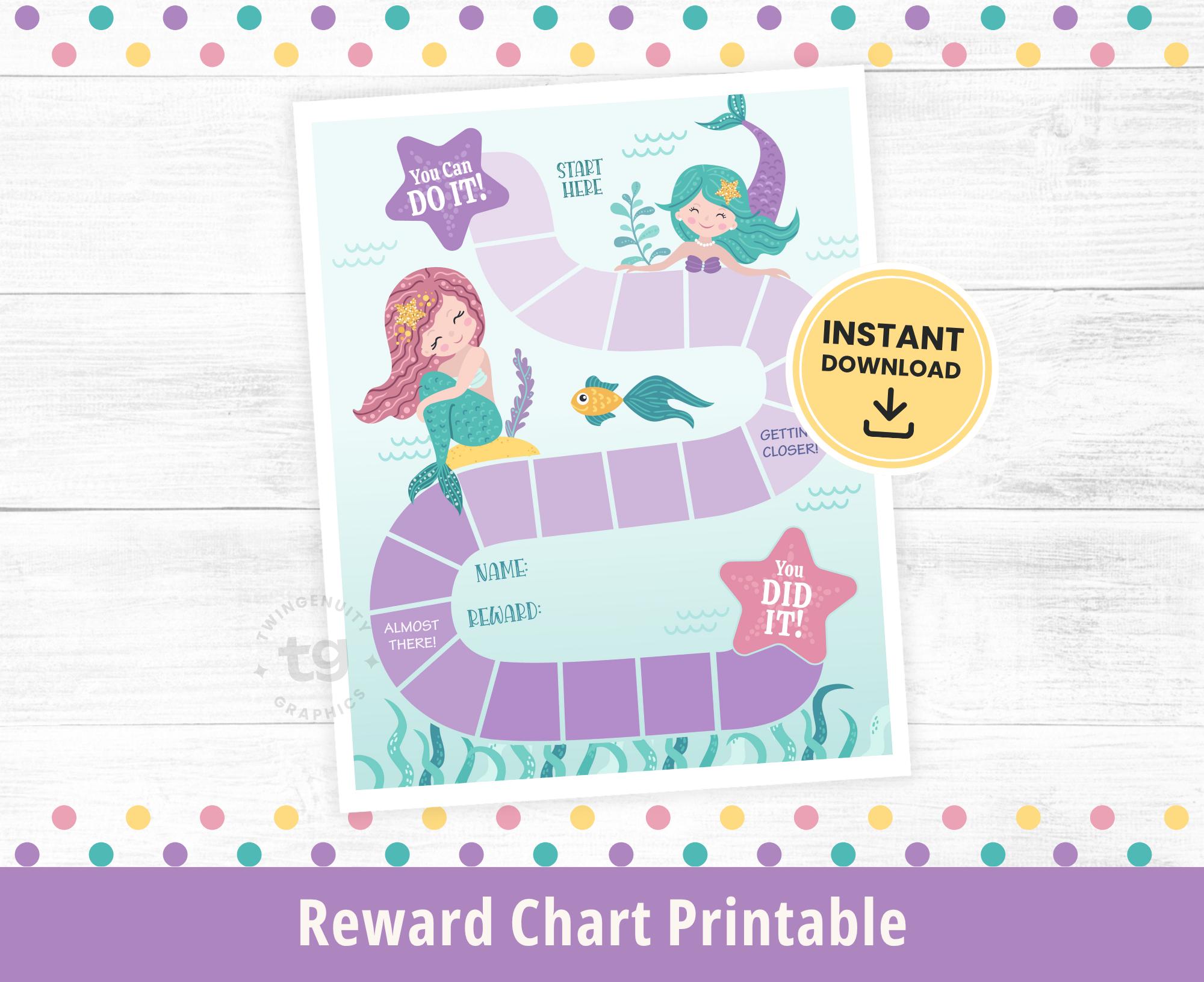 Printable Mermaid Reward Chart, Mermaid Reward Chart Kids, Mermaid ...