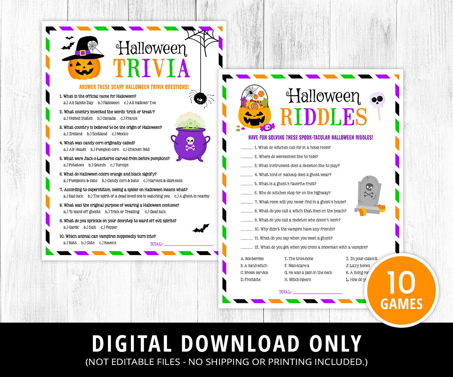 Halloween Games Bundle Printable, Halloween Activities, Halloween Party ...