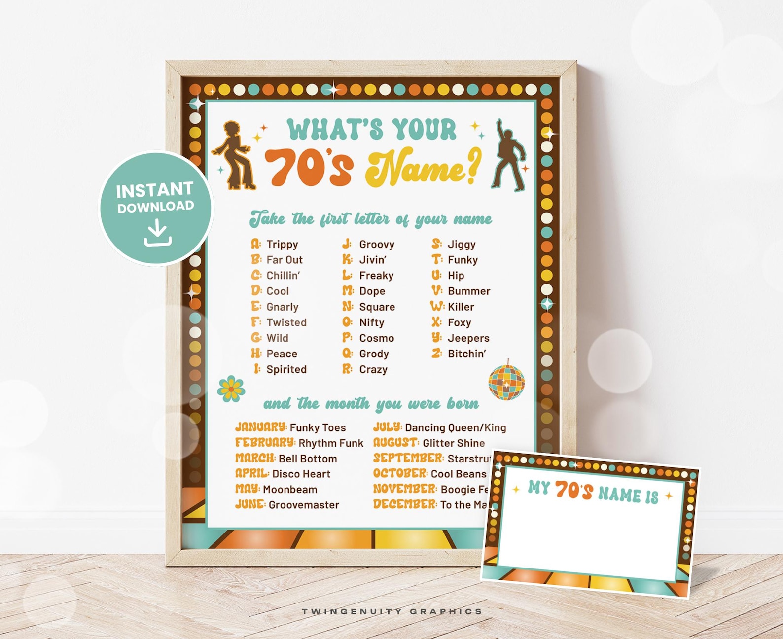 70s Party Sign, Whats Your 70s Name Sign, 70s Birthday Theme, 1970s ...