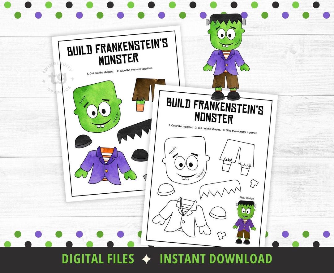 Build a Frankenstein Monster Kid's Craft, Printable Halloween Craft ...