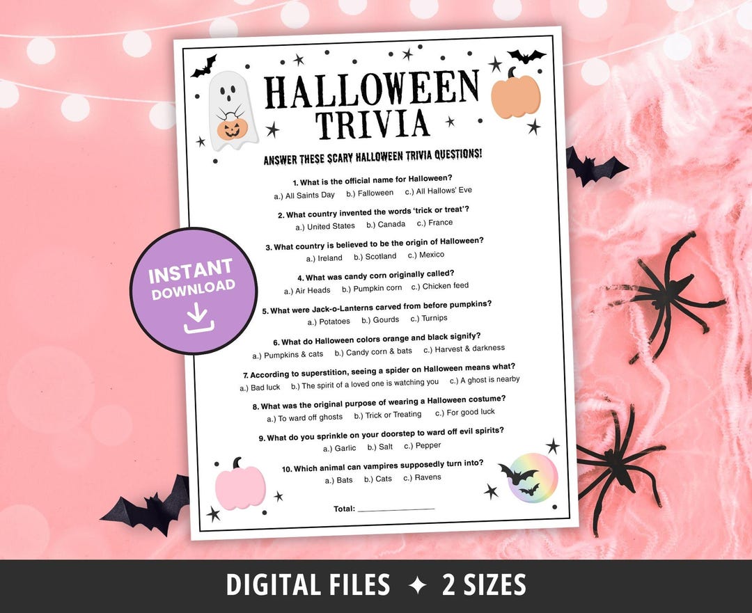 Halloween Trivia Game Printable, Halloween Printable Games, Halloween ...