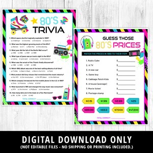 80s Games Bundle Printable 80s Activities 80s Party Games - Etsy