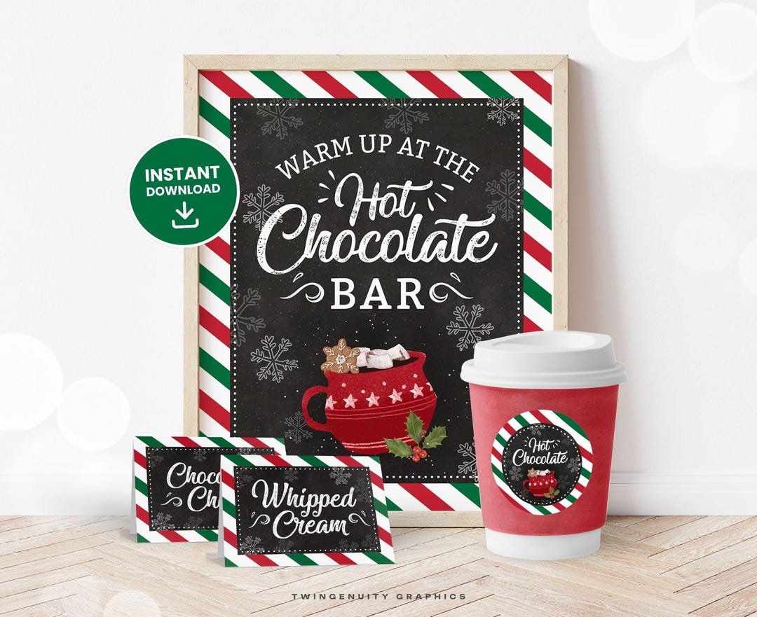 Hot Chocolate Bar Printable Kit, Hot Chocolate Party, Hot Chocolate Bar ...