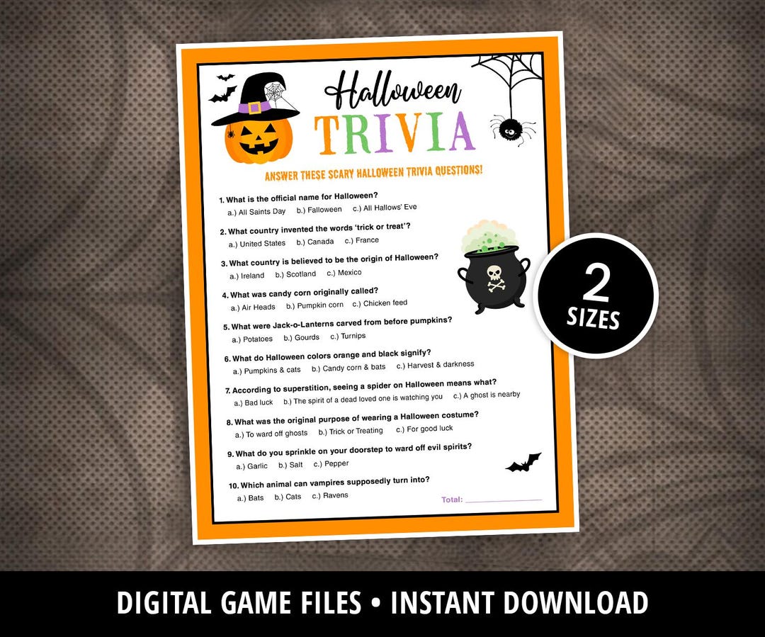 Halloween Trivia Game, Halloween Party Games, Halloween Activity for ...