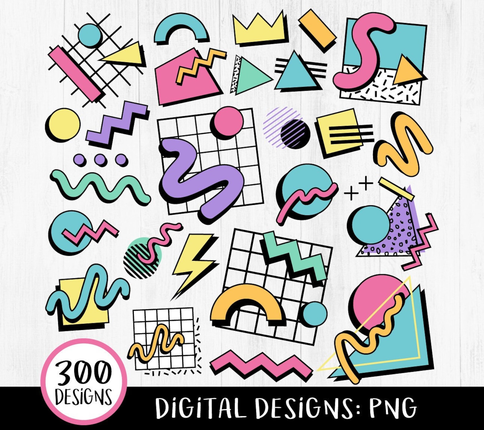 90s Elements Clipart Bundle, Retro 90s Clipart, Nineties Nostalgia, 90s ...