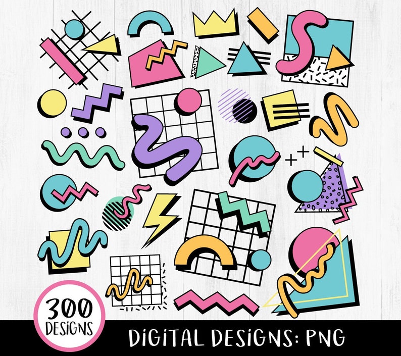 90s Elements Clipart Bundle, Retro 90s Clipart, Nineties Nostalgia, 90s ...