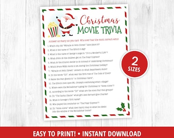 Christmas Movie Trivia Game Printable, Christmas Trivia Game, Christmas ...