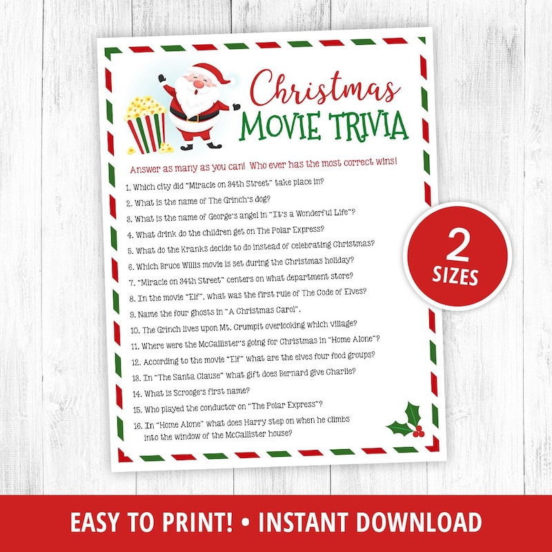 Movie Trivia Game Printable - Etsy