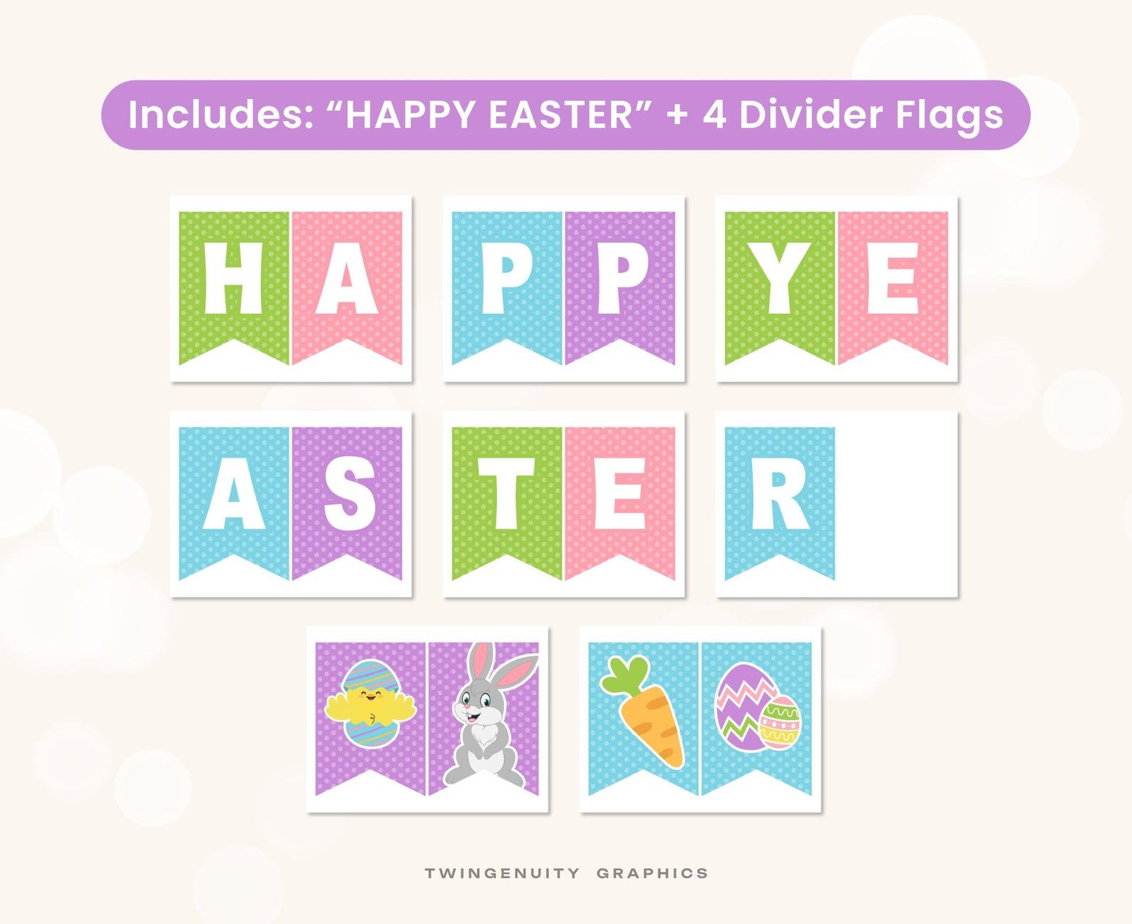 Happy Easter Banner, Easter Bunting Banner, Easter Party Decor, Easter ...