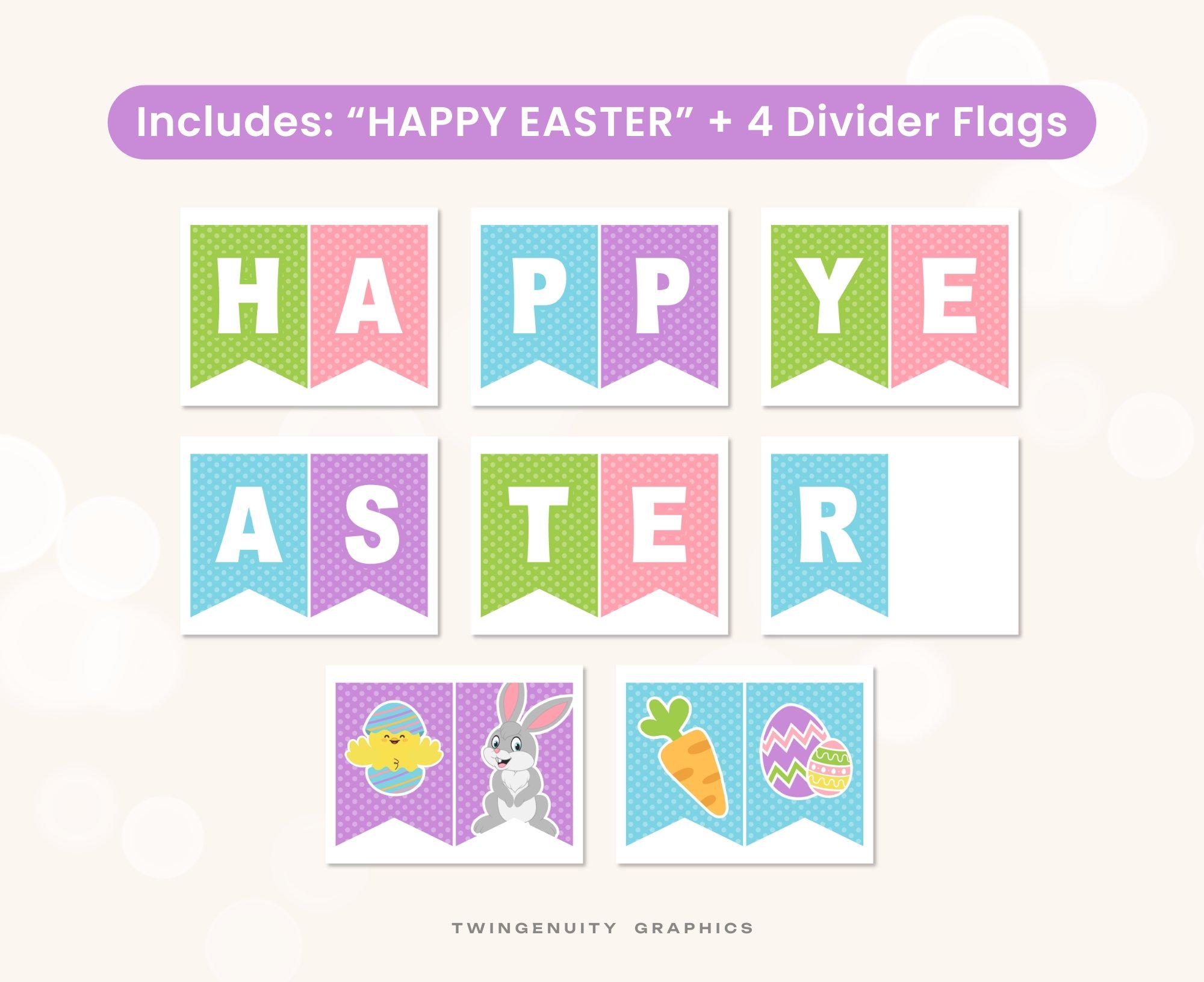 Happy Easter Banner, Easter Bunting Banner, Easter Party Decor, Easter ...
