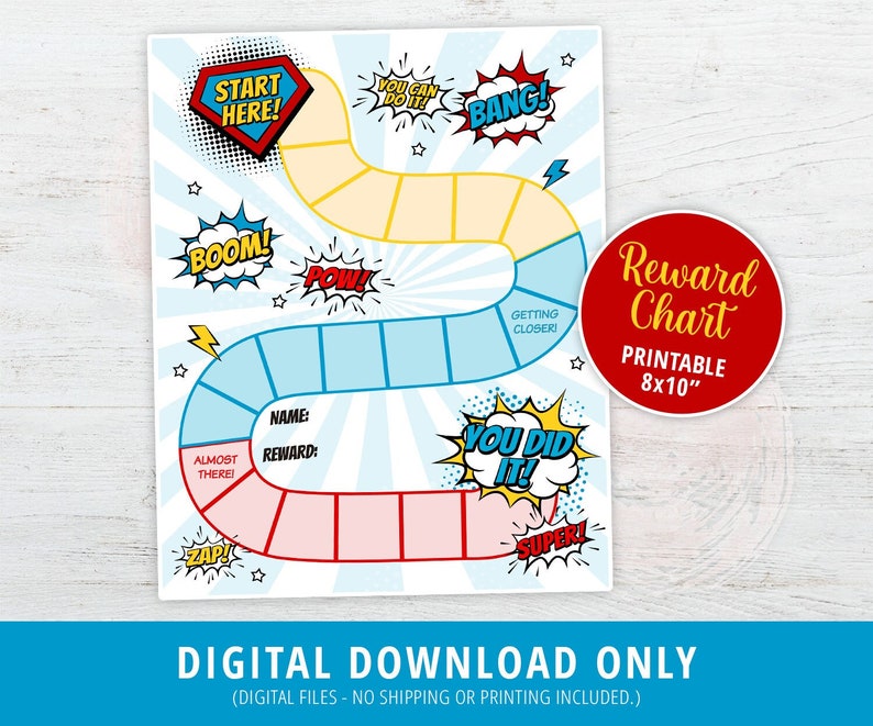 Printable Superhero Reward Chart Superhero Reward Chart Kids - Etsy