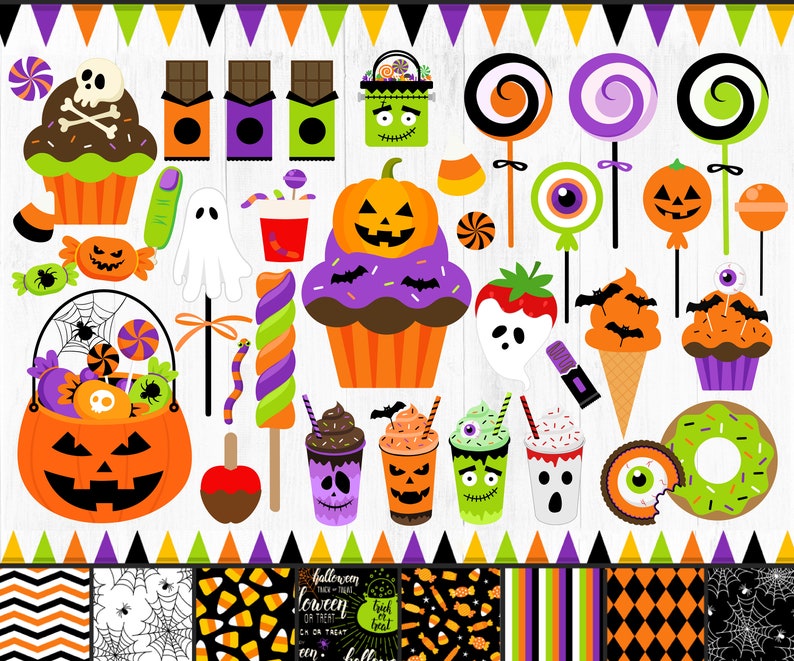 Halloween Candy Clipart Halloween Candy and Treats Clipart - Etsy