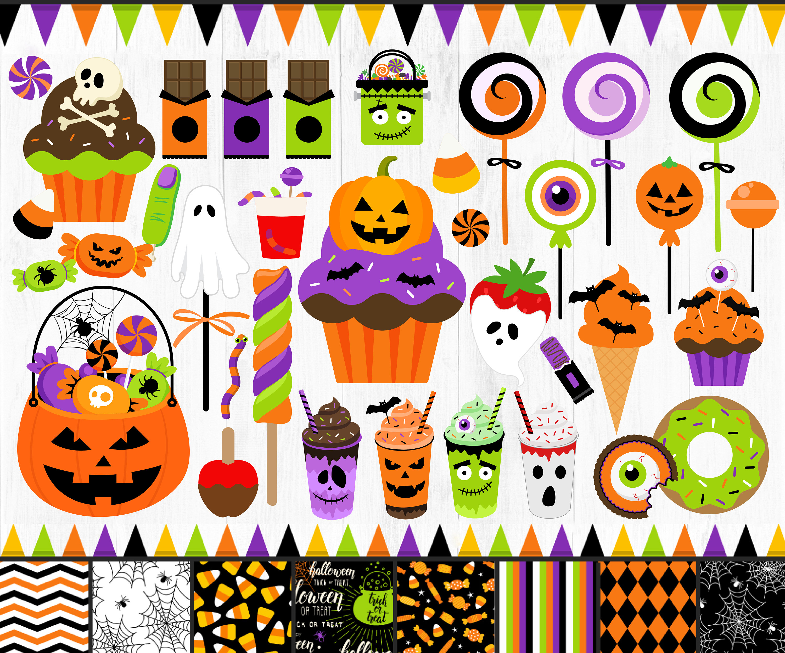 Halloween Candy Clipart Halloween Candy and Treats Clipart - Etsy