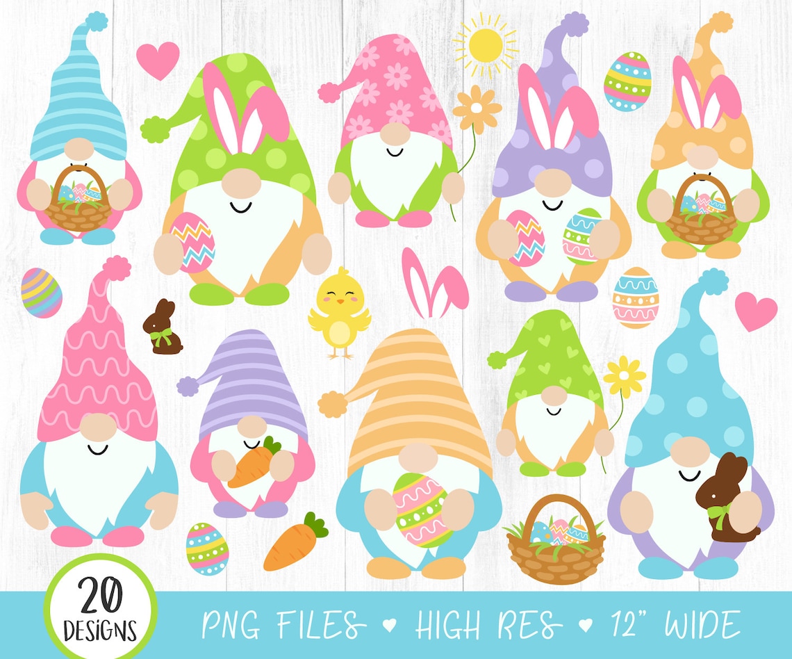 20 Easter Gnomes Clipart Bundle Easter Clip Art Gnome - Etsy