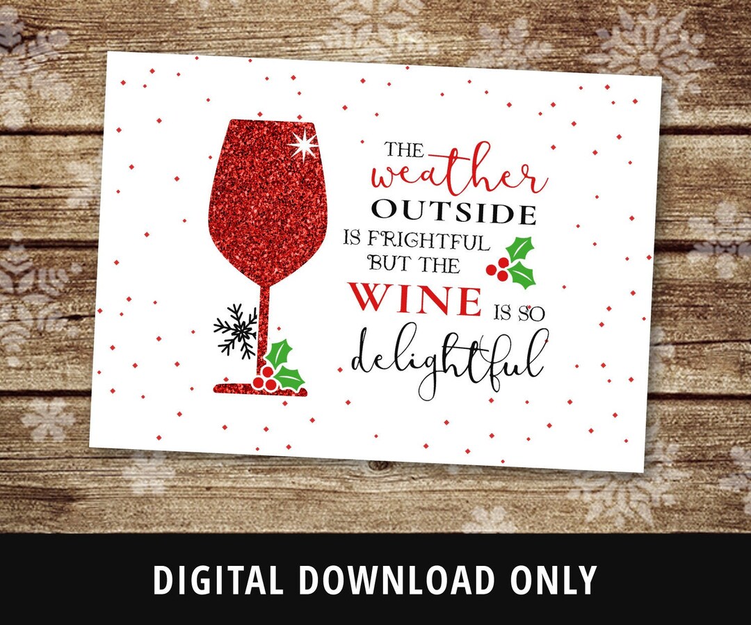 Wine Christmas Card for Her, Holiday Wine Card, Christmas Alcohol Card ...