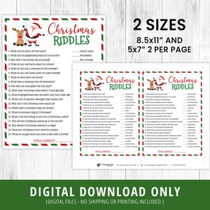 Christmas Riddles Game Printable, Christmas Party Game Kids, Christmas ...