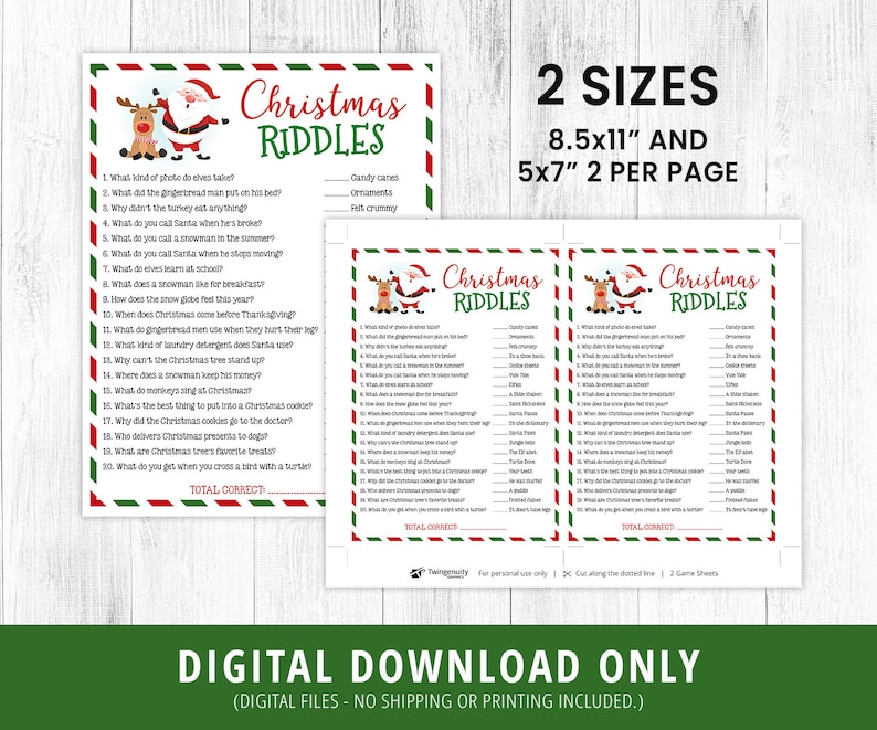 Christmas Riddles Game Printable Christmas Party Game Kids - Etsy