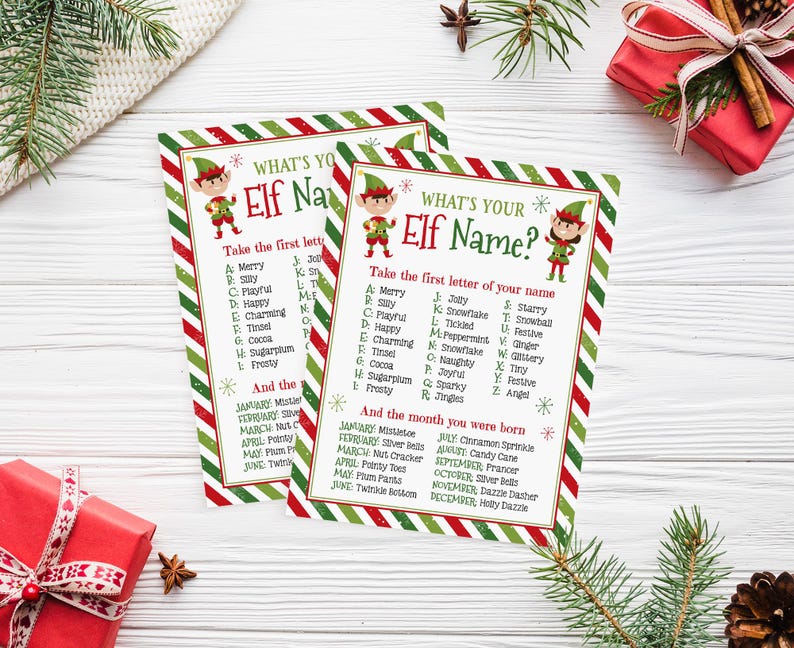 What's Your Elf Name Game Sign, Christmas Elf Name Game, Christmas ...