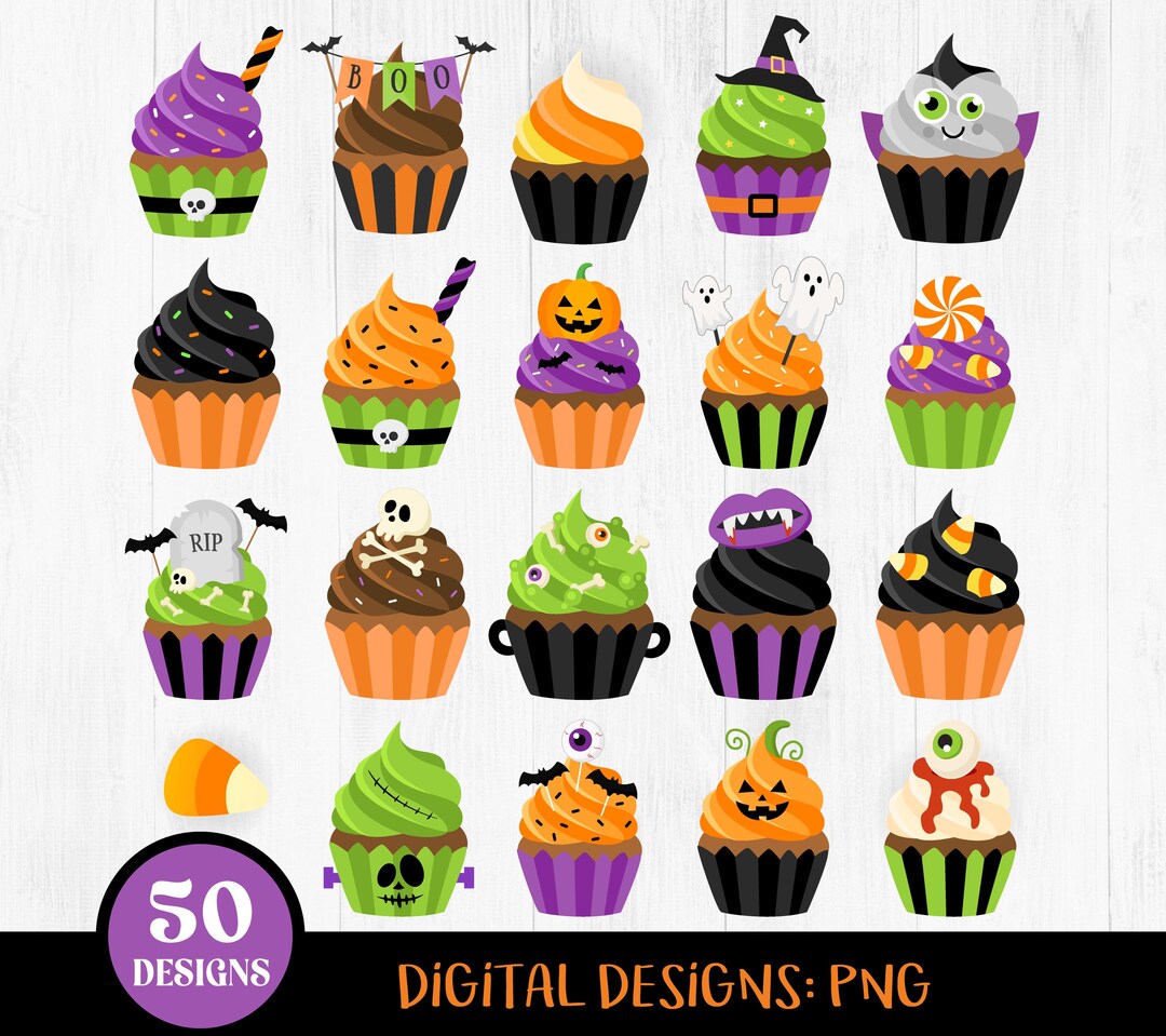 Halloween Cupcakes Clipart, Cute Halloween Cupcakes, Halloween Treats ...