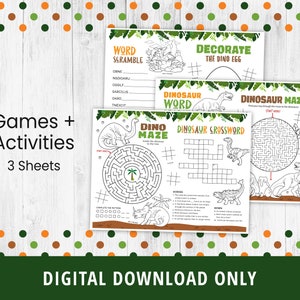 Dinosaur Game Printable Bundle, Dinosaur Activity Pages, Dinosaur ...