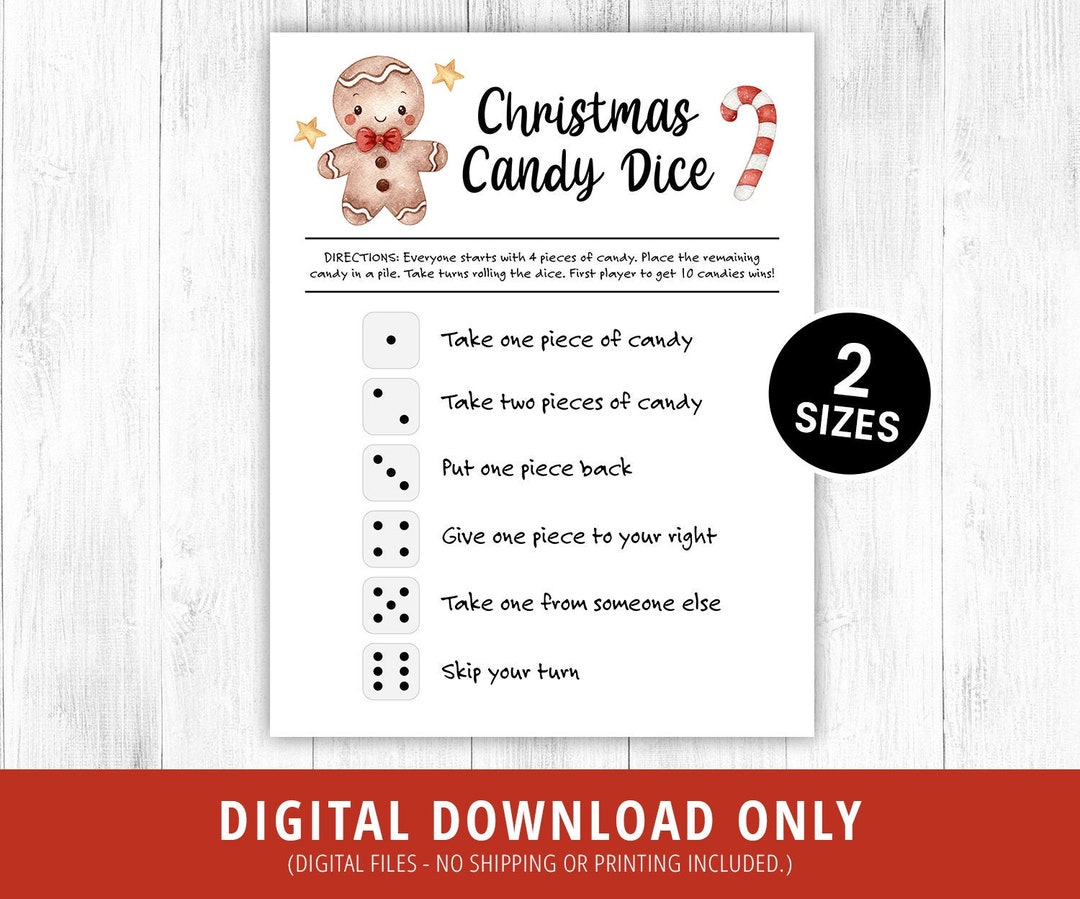 Christmas Candy Dice Game Christmas Party Games for Kids - Etsy