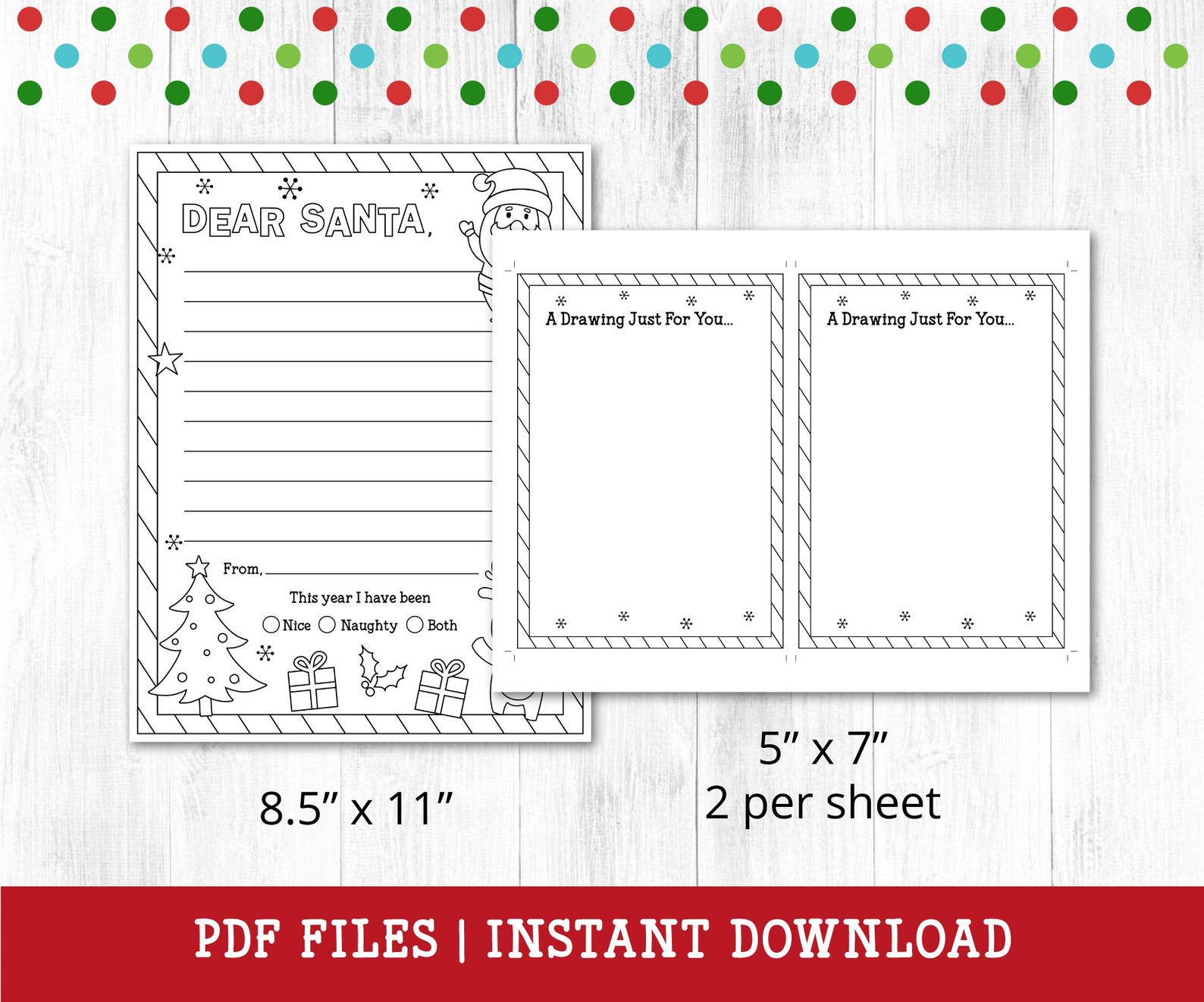 Letter to Santa Coloring Sheets Bundle, Printable Dear Santa Letter ...