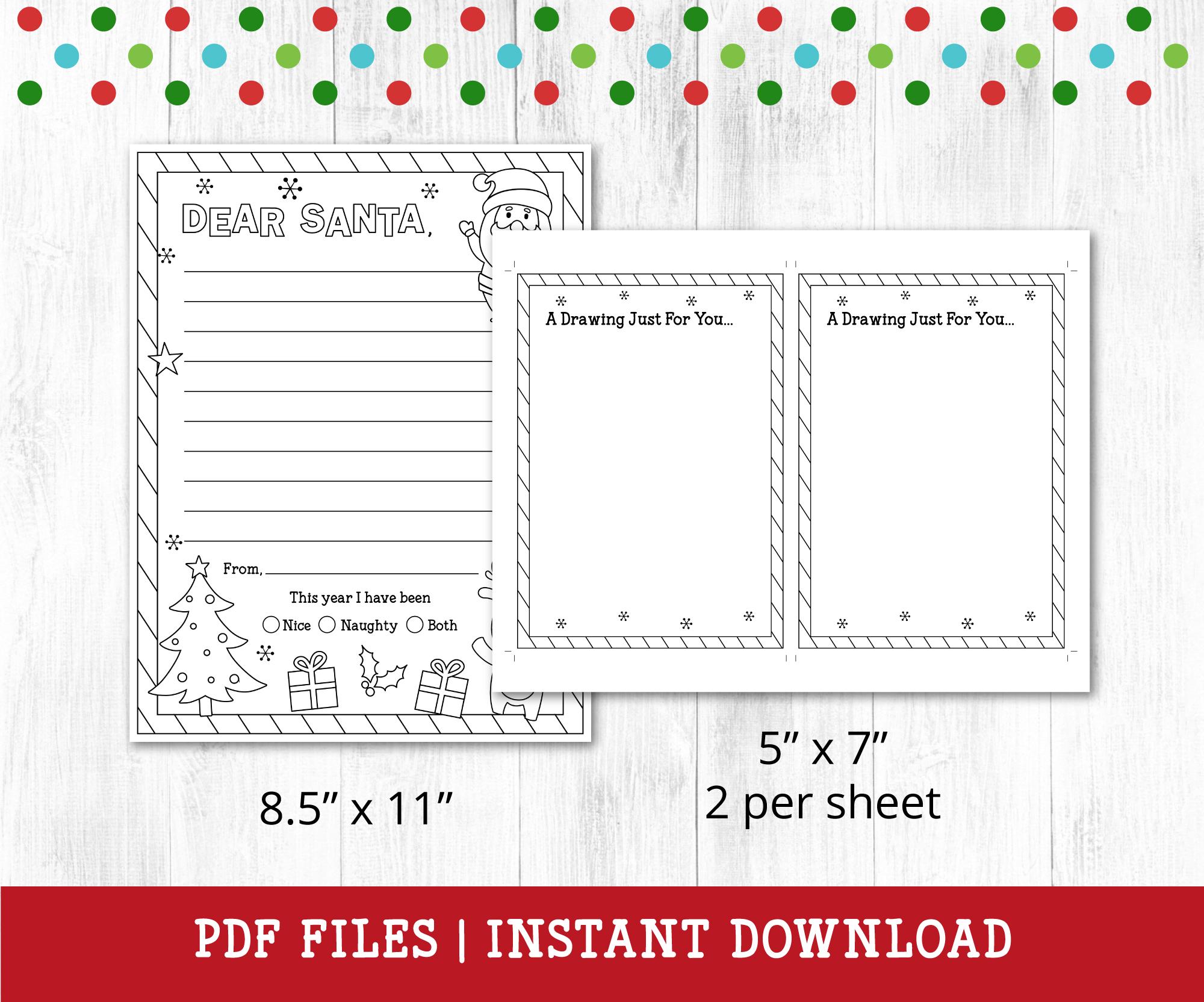 Letter to Santa Coloring Sheets Bundle, Printable Dear Santa Letter ...