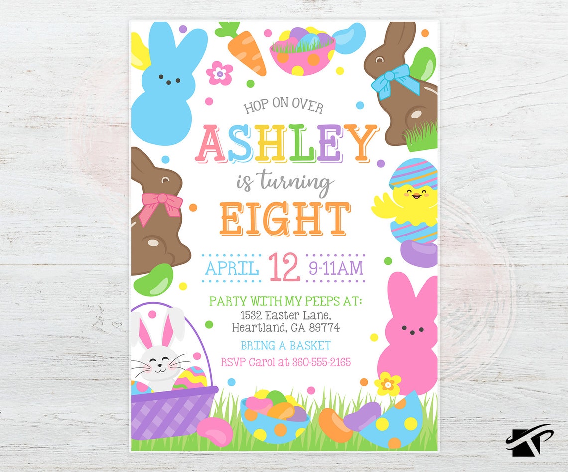 Easter Birthday Invitation Easter Invitation Peeps Easter - Etsy