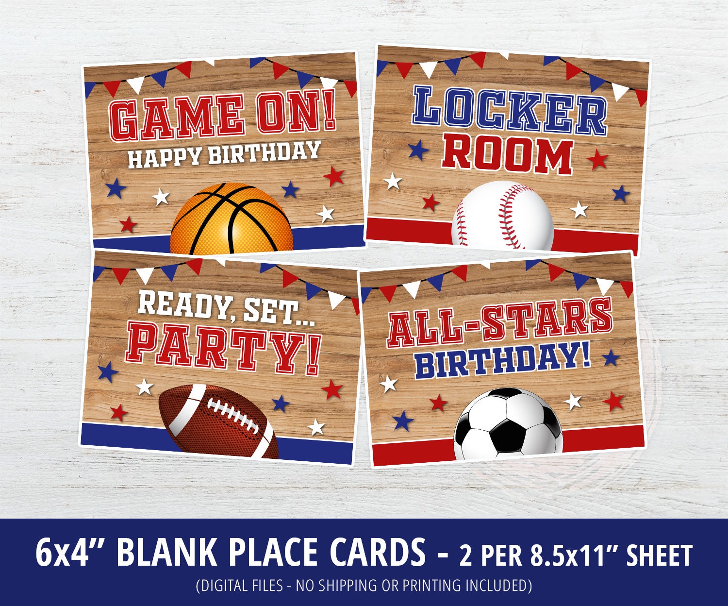 Paper & Party Supplies DIGITAL DESIGN Sports Party Sports Party Tags ...