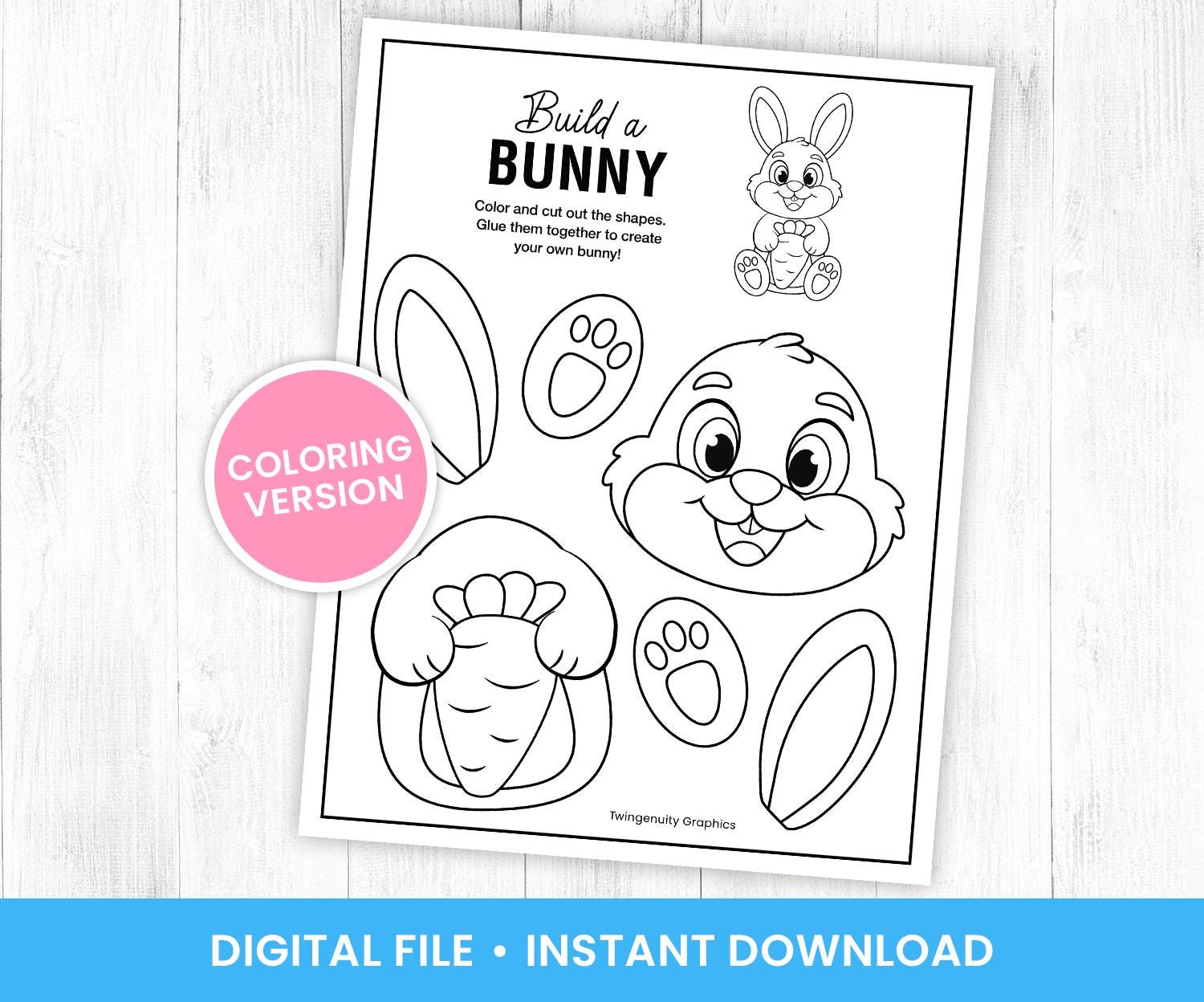 Build an Easter Bunny Kid's Craft, Printable Easter Craft, Kid's Easter ...
