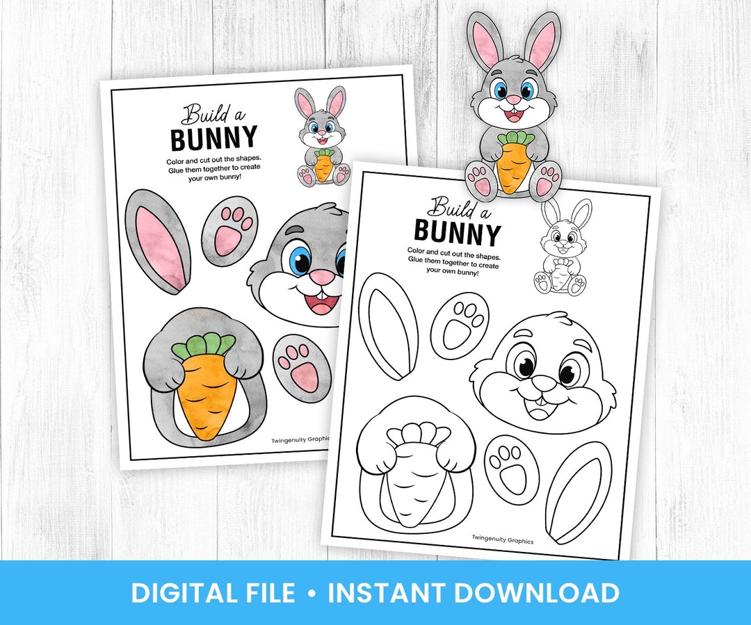 Build an Easter Bunny Kid's Craft, Printable Easter Craft, Kid's Easter ...