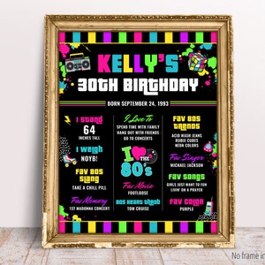 80s Birthday Sign, 80s Party Decoration, 80s Milestone Birthday Poster ...