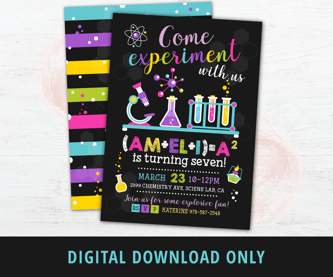 Science Party Invitation Printable Mad Science Birthday Party - Etsy