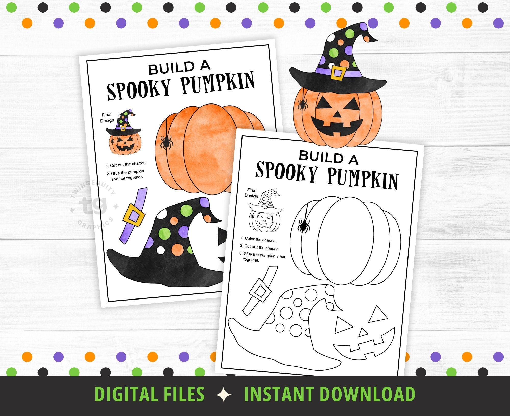 Build a Pumpkin Kid's Craft, Printable Halloween Crafts Kids, Jack-o ...