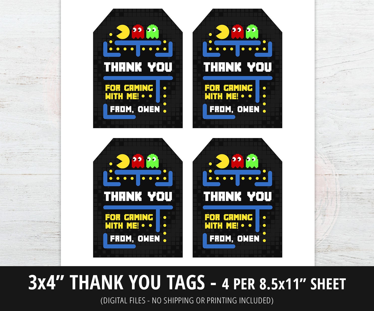 Arcade Thank You Tags Arcade Favor Tags Arcade Birthday | Etsy
