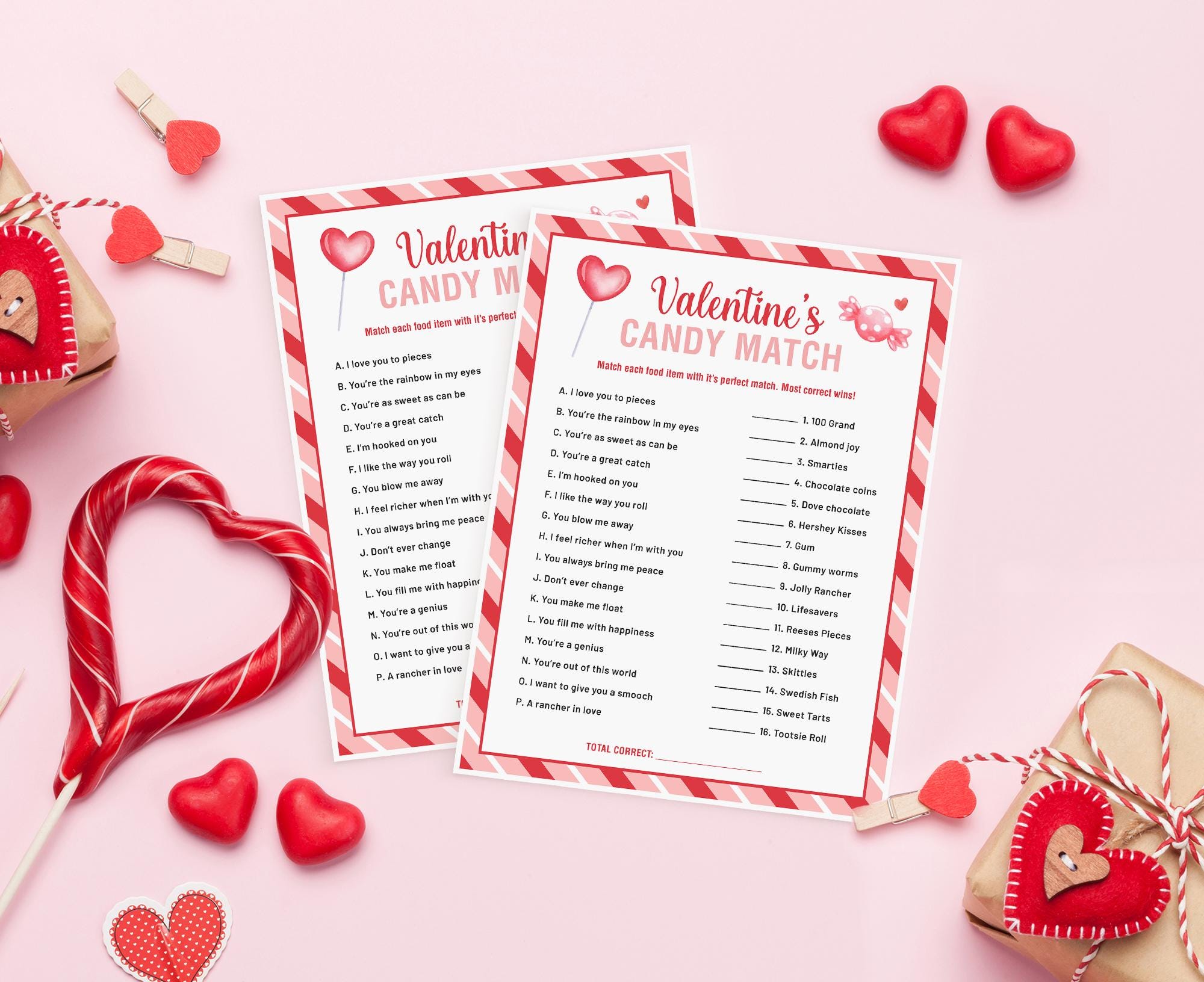 Valentine's Day Candy Match Game, Valentine's Candy Quiz Game ...