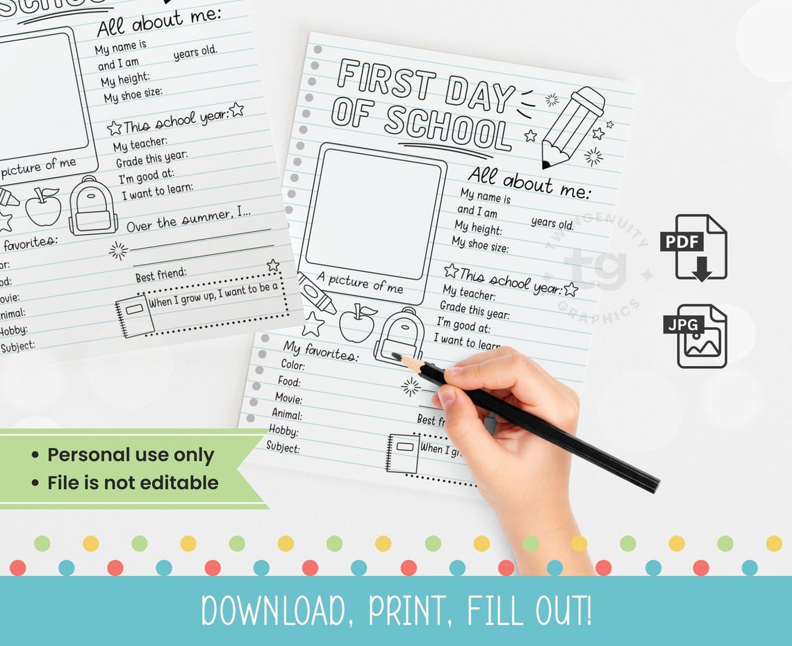 Back to School Coloring Page Activity, First Day of School Interview ...
