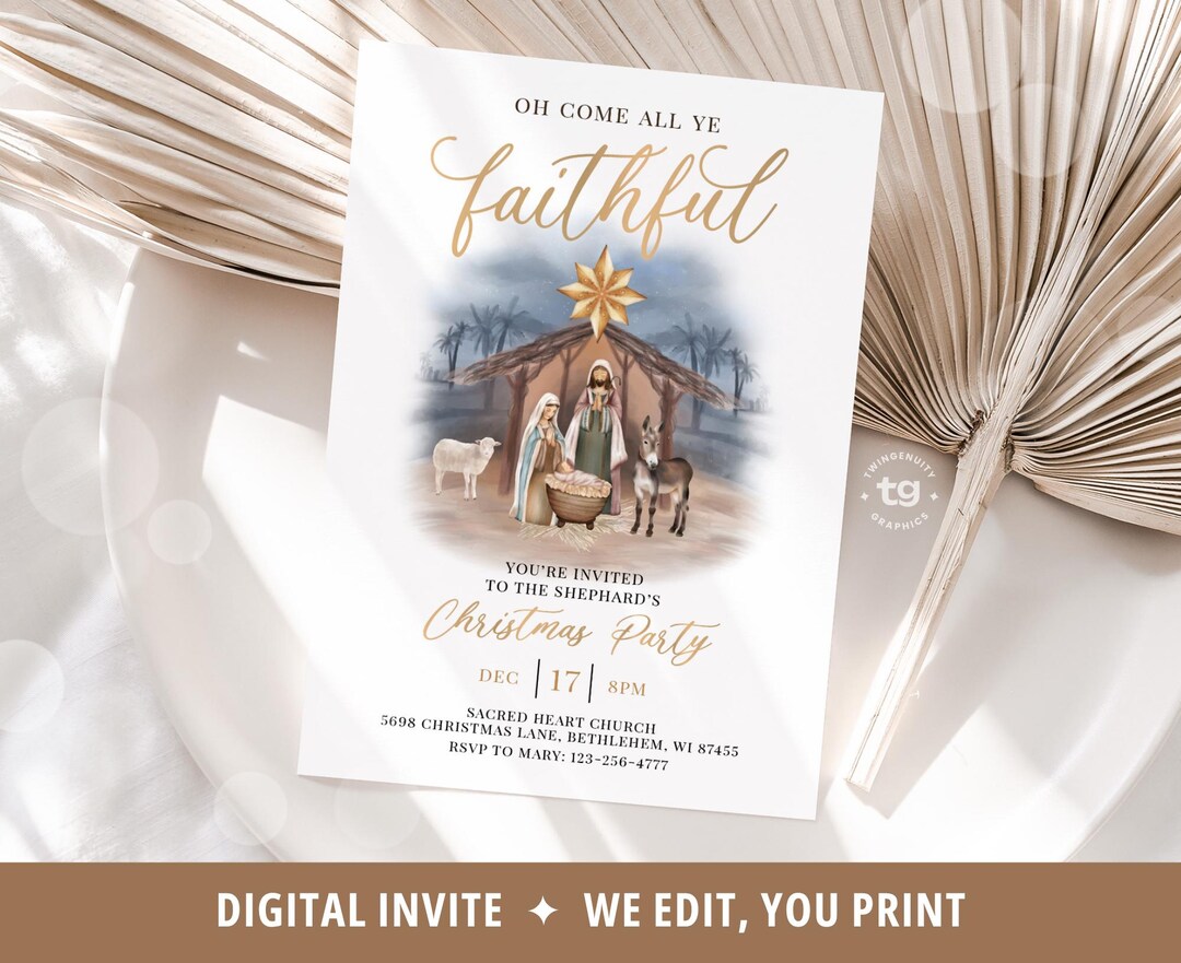 Christmas Nativity Invitation, Religious Christmas Invitation, Holiday ...