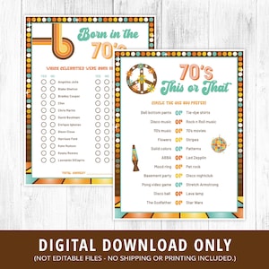70s Games Bundle Printable, 70s Activities, 70s Party Games, 70s Trivia ...