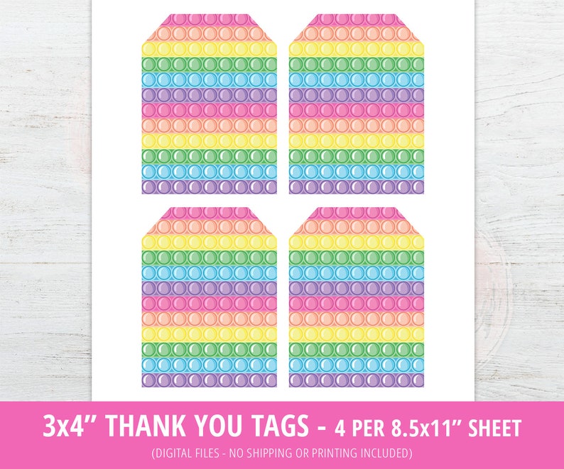 Pop It Thank You Tags Pop It Favor Tags Pop It Birthday - Etsy
