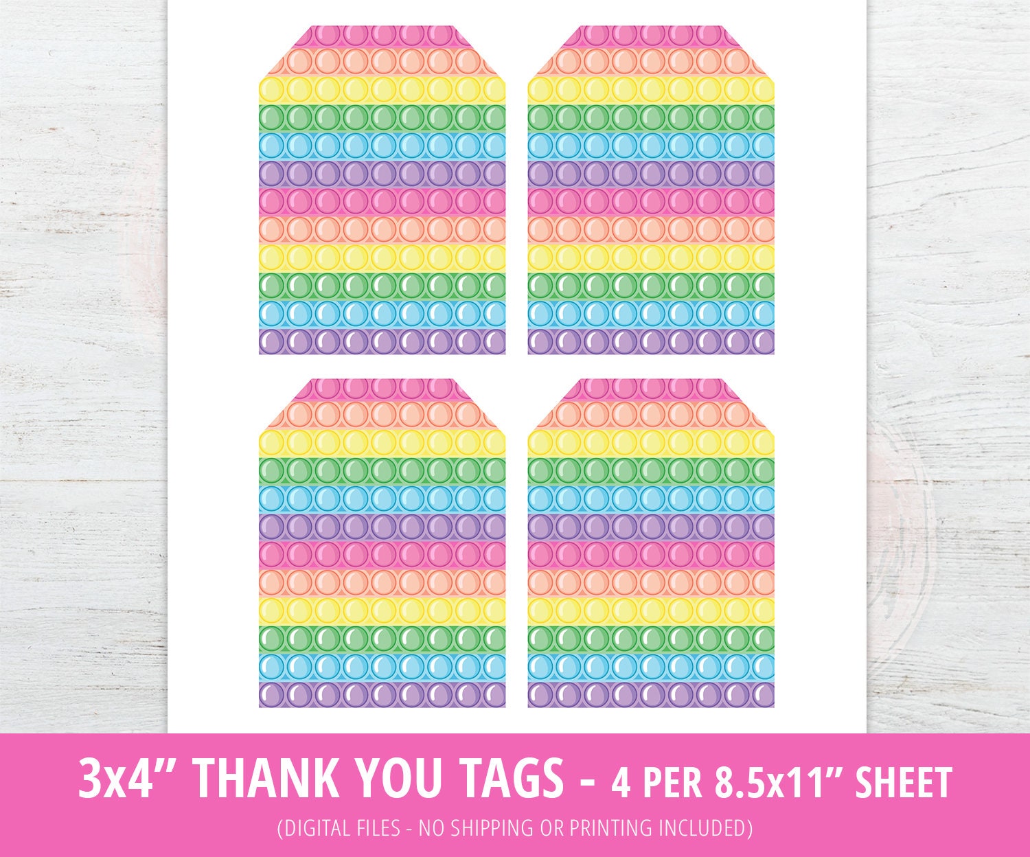 Pop It Thank You Tags Pop It Favor Tags Pop It Birthday - Etsy