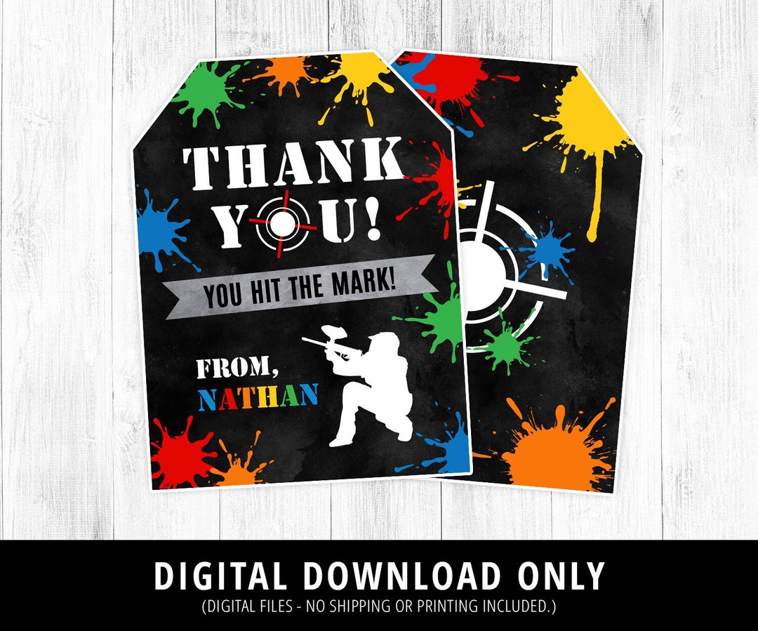 Paintball Favor Tags Paintball Thank You Tags Printable - Etsy