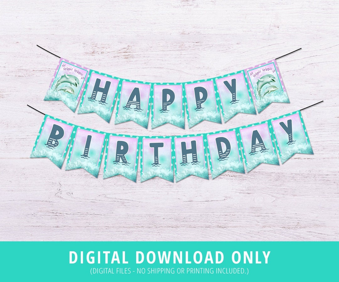 Dolphin Banner, Dolphin Birthday Banner, Dolphin Party, Dolphin ...