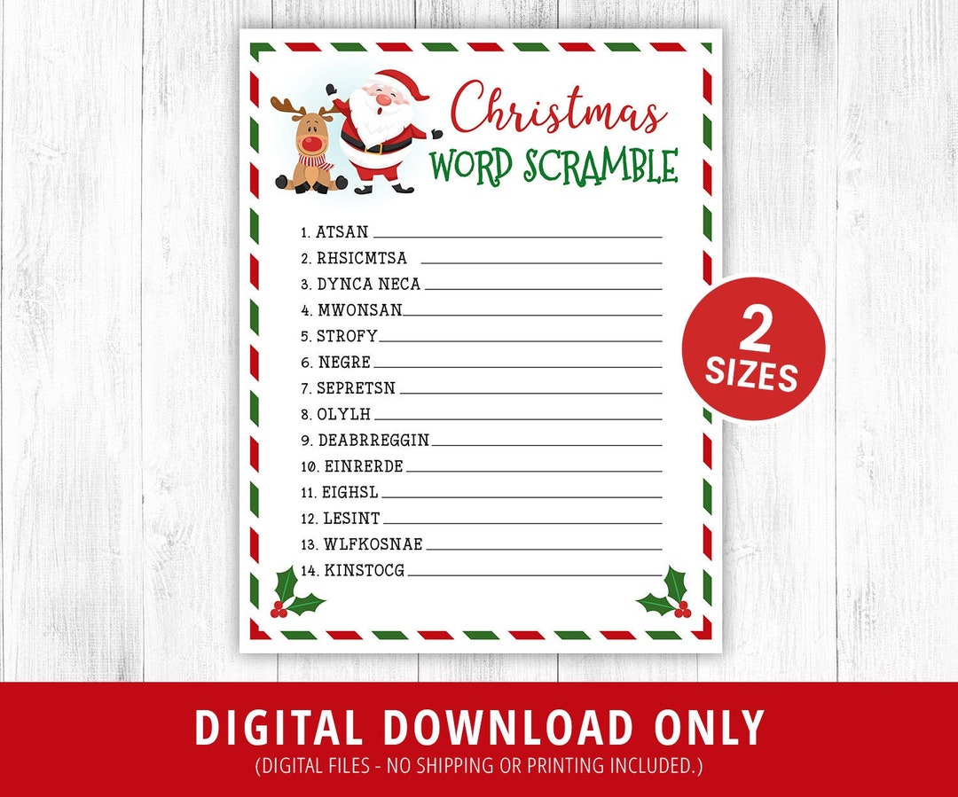 Printable Christmas Word Scramble Game, Christmas Printable Games, Fun ...