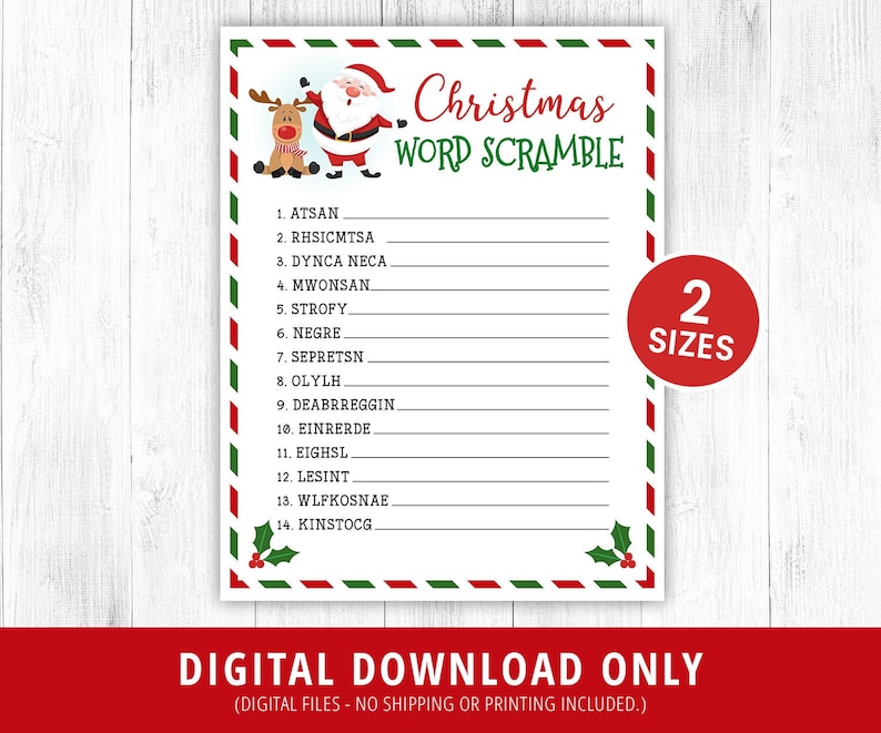 Printable Christmas Word Scramble Game Christmas Printable - Etsy