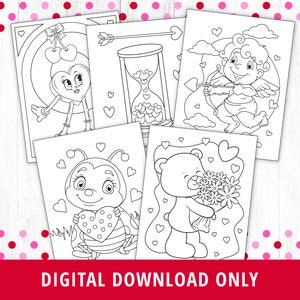 Valentine's Day Coloring Pages, Valentine's Day Printable, Valentine ...